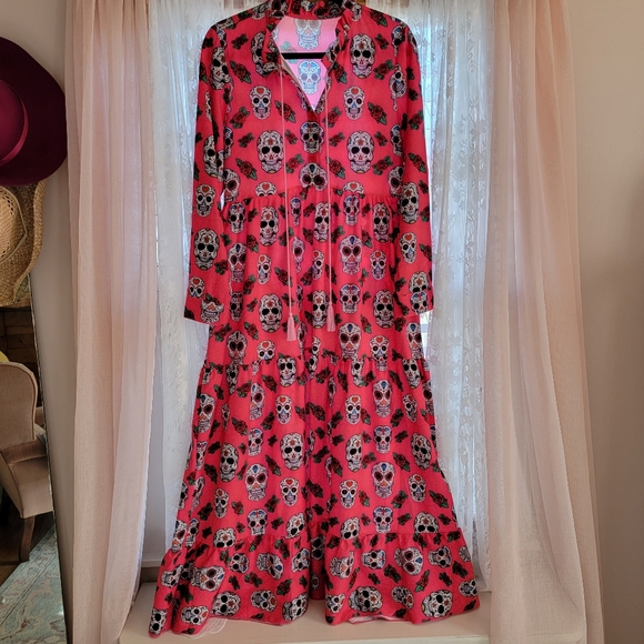 No Label | Dresses | Nwot Rare Pink Sugar Skull Cottagecore Punk Tiered ...